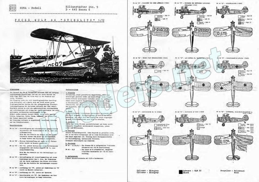Focke Wulf Fw 44 «Stieglitz» [Huma Modell 1/72] – jmodels.net