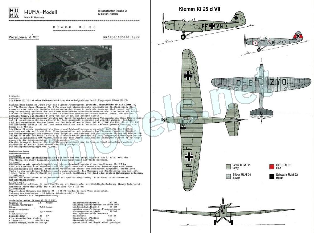 Klemm Kl 25 [Huma Modell 1/72] – jmodels.net